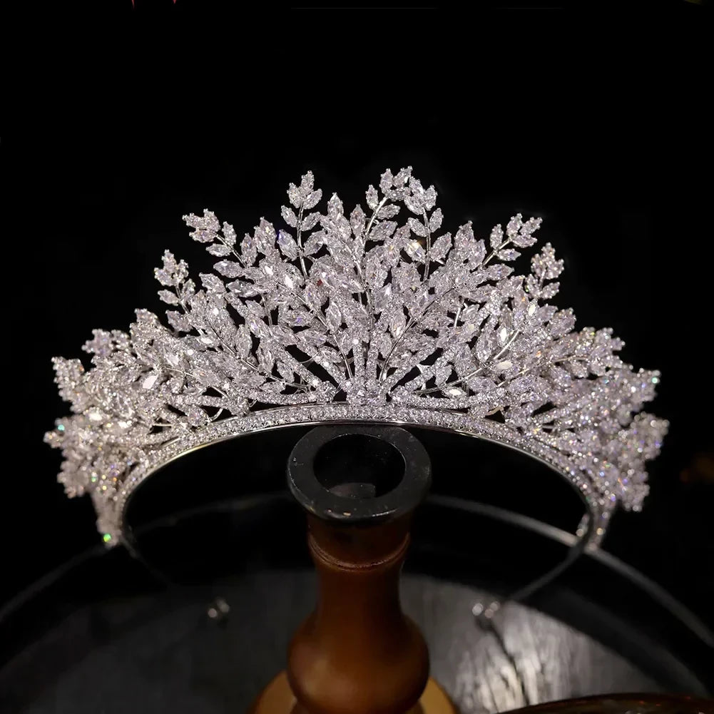 Luxury Handmade Multi Layer Leaf Design Crystal Wedding Crown – Sandra ...